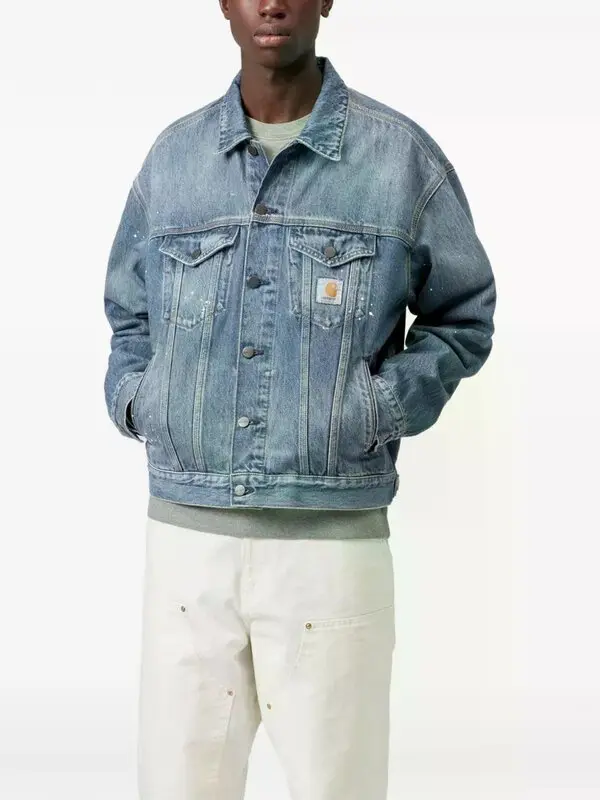 Carhartt Work In Progress Helston Paint-splatter Denim Jacket - Blue