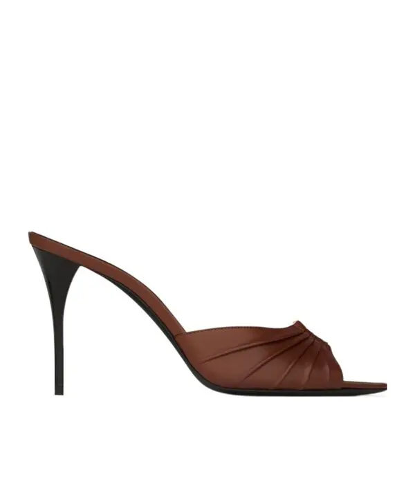 Saint Laurent Babylone Heeled Mules - Brown