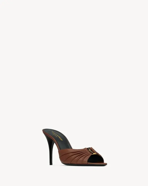 Saint Laurent Babylone Heeled Mules - Brown