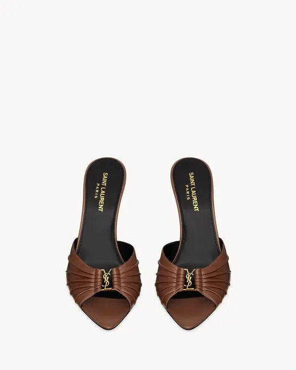 Saint Laurent Babylone Heeled Mules - Brown
