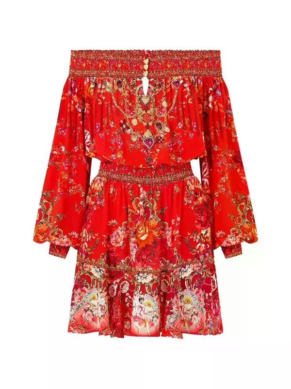 Camilla Olé Olé" Off-shoulder Floral Mini Dress - Red