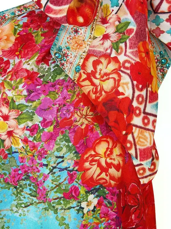 Camilla Meet Me In Mallorca" Tie-shoulder Ruffled Mini Dress - Red