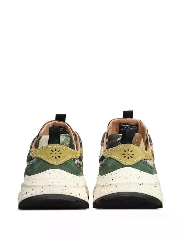FLOWER MOUNTAIN Wave Camouflage-print Panelled Sneakers - Green