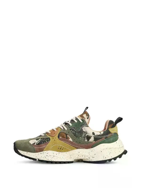 FLOWER MOUNTAIN Wave Camouflage-print Panelled Sneakers - Green