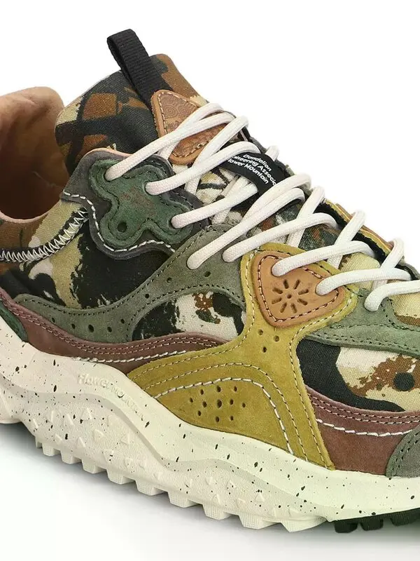 FLOWER MOUNTAIN Wave Camouflage-print Panelled Sneakers - Green