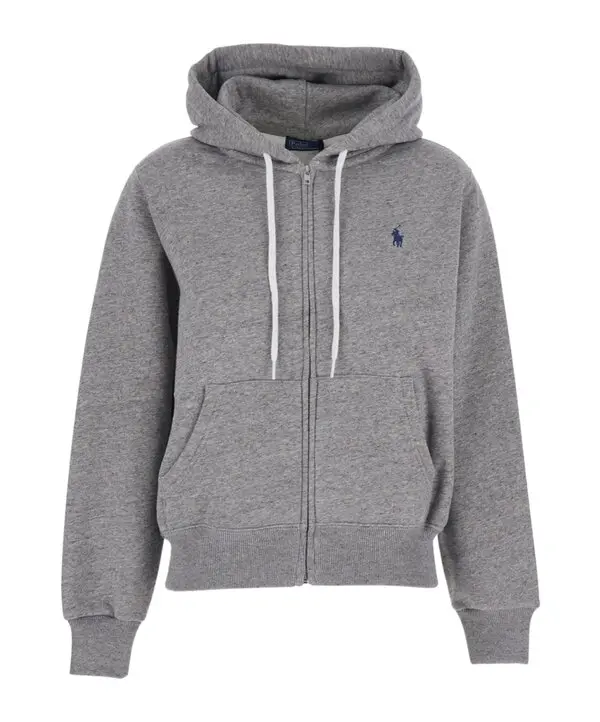Polo Ralph Lauren Zip-up Drawstring Hoodie - Grey