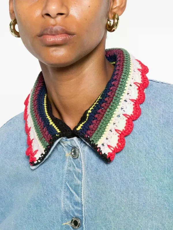Stine Goya Crochet Collar Button-up Mini Dress