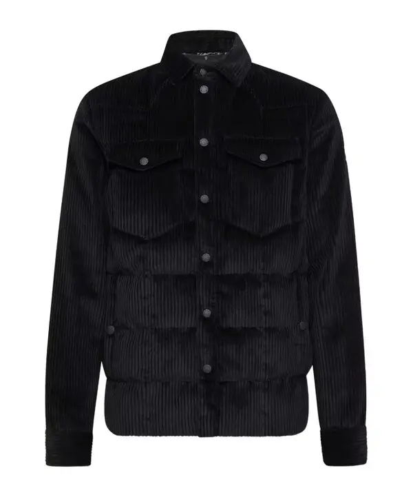 Moncler Gelt Corduroy Down Shirt Jacket - Black