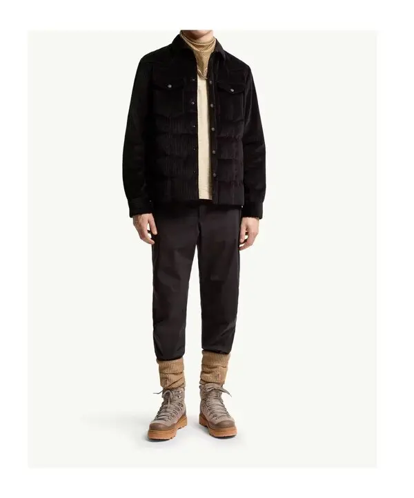 Moncler Gelt Corduroy Down Shirt Jacket - Black