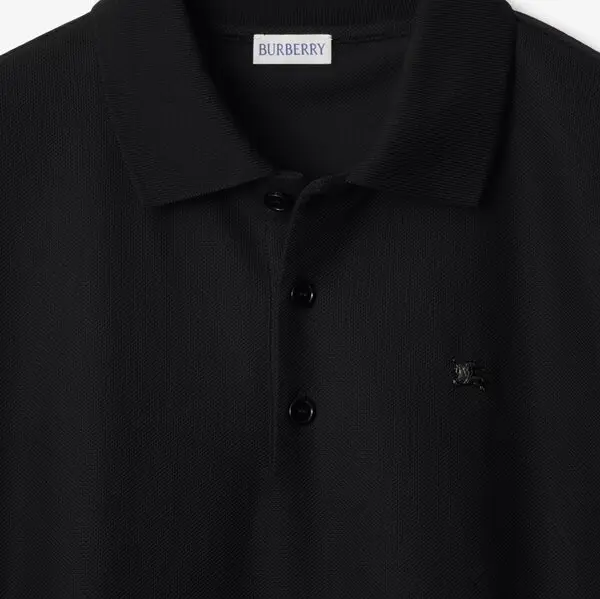 Burberry Evan Logo Piqué Polo Shirt - Black
