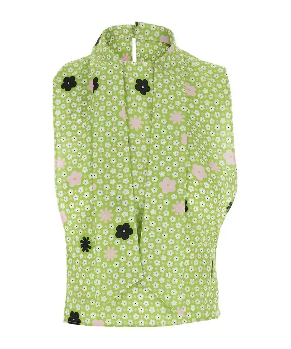 MAISON MARGIELA Sleeveless Floral Scarf Detail Top - Green/rose