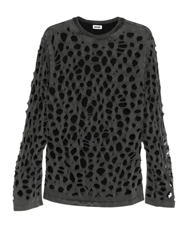 AVAVAV Distressed Cutout Sweatshirt - Black