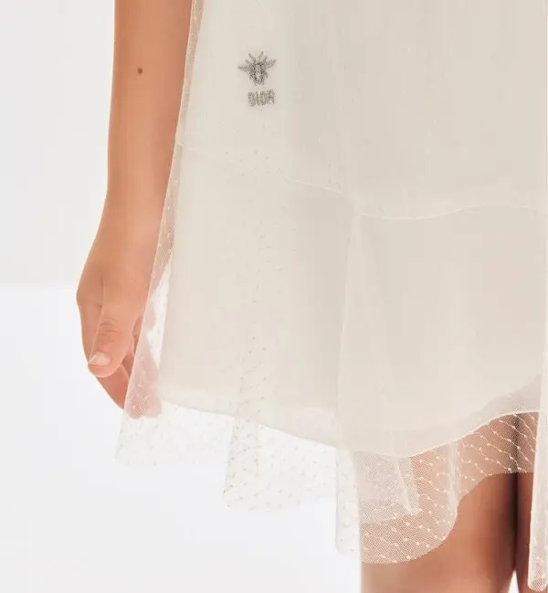 Dior Sleeveless Round Neck Dress With Ruffled Hem