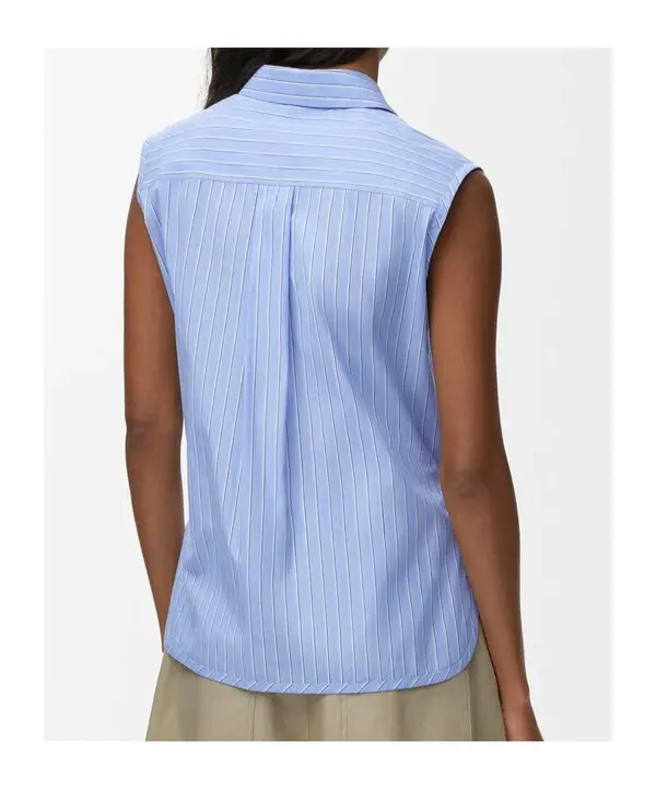 Loewe Sleeveless Cotton Shirt With Asymmetrical Hem And Monogram Embroidery
