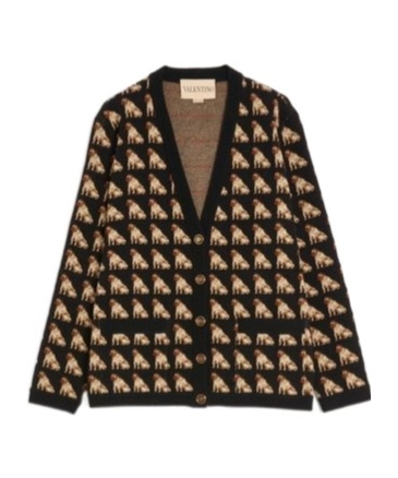 Valentino Garavani Long Sleeve V-neck Wool Cardigan