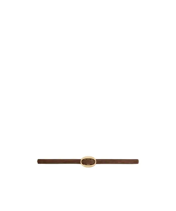 Saint Laurent Oval Buckle Belt - Brown Coffee