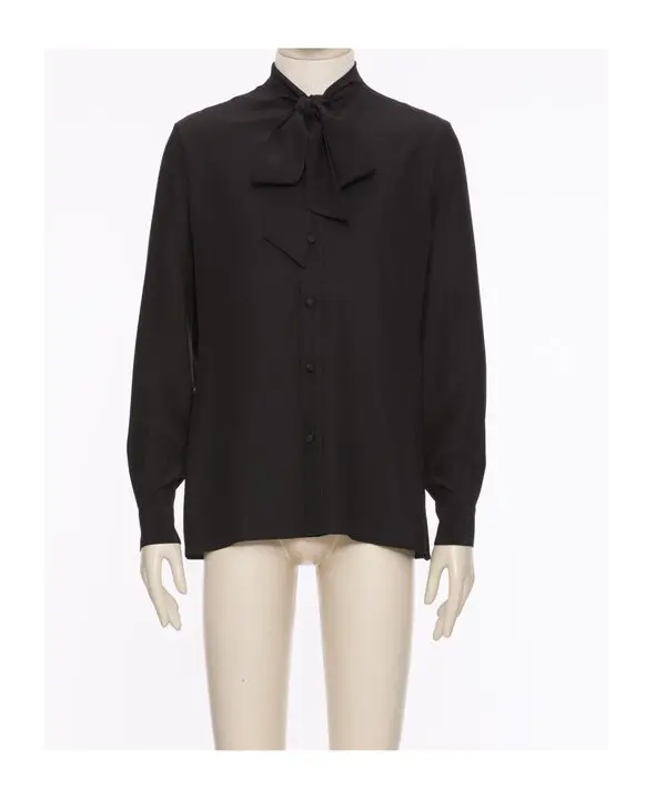 Valentino Garavani Scarf Collar Button-up Shirt - Black