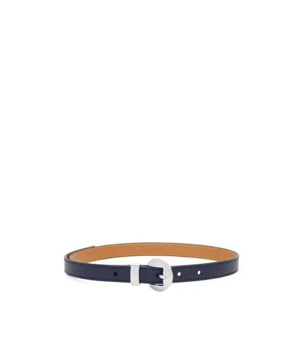 Loewe Pebble Buckle Belt In Smooth Calfskin - Deep Navy/palladium