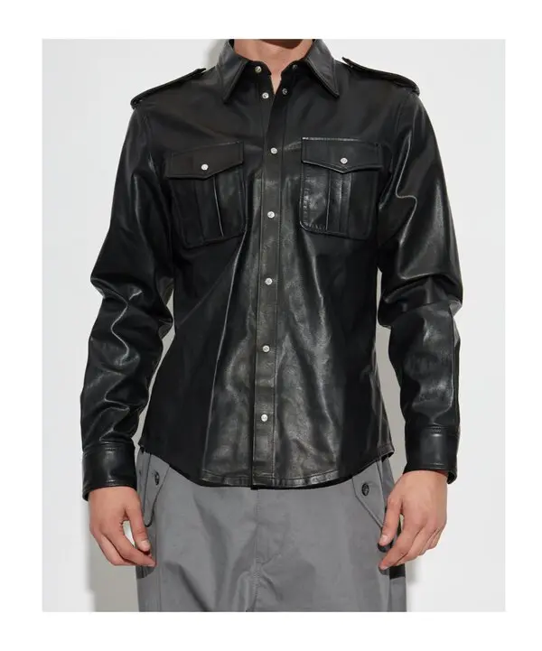 Dsquared2 Chest Pocket Leather Shirt
