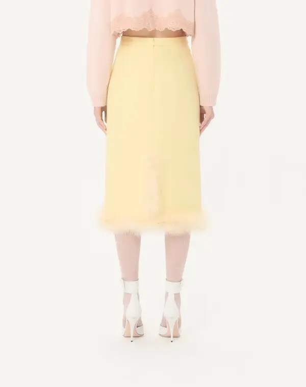 Valentino Garavani Crepe Couture Midi Skirt With Feather Embellishments - Poussin