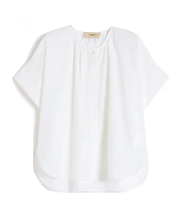 Max Mara Gathered Round Neck Short Sleeve Blouse