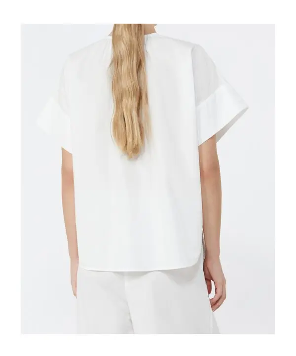 Max Mara Gathered Round Neck Short Sleeve Blouse