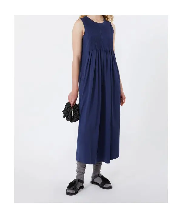 Max Mara Sleeveless Midi Dress With Tie Neck - Blue