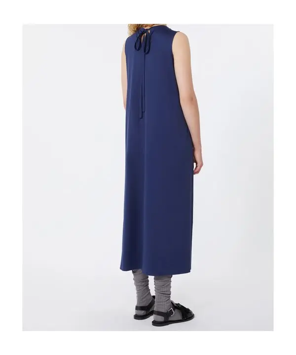 Max Mara Sleeveless Midi Dress With Tie Neck - Blue