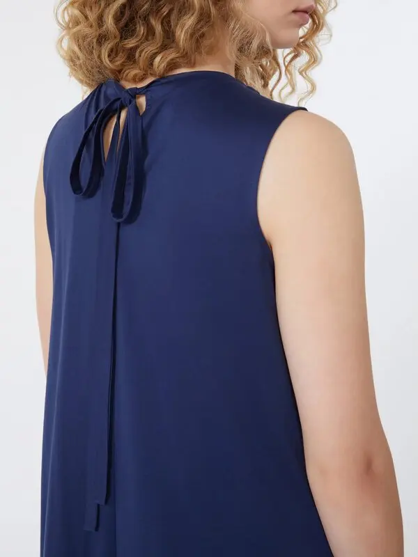 Max Mara Sleeveless Midi Dress With Tie Neck - Blue
