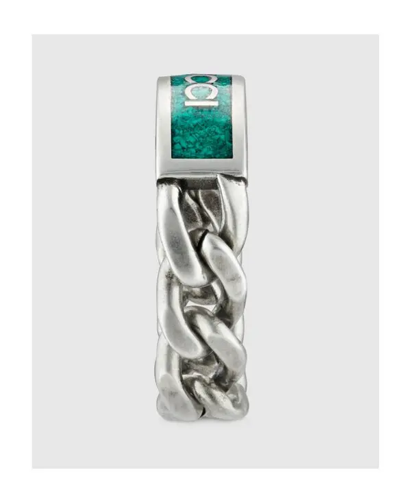 Gucci Logo Enamel Chain Ring