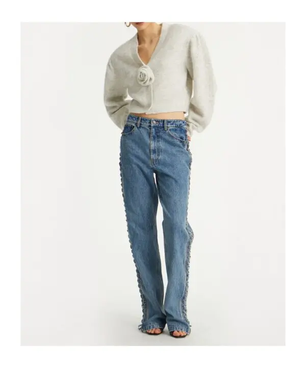 ROTATE BY BIRGER CHRISTENSEN Laced Straight-leg Jeans - Blue