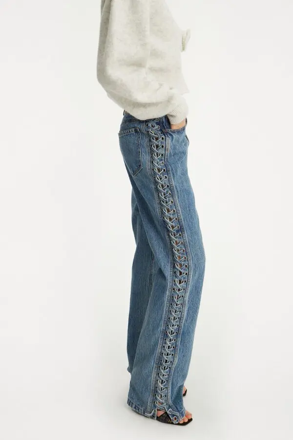 ROTATE BY BIRGER CHRISTENSEN Laced Straight-leg Jeans - Blue