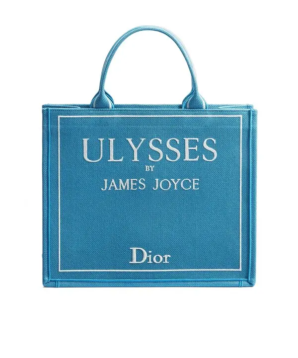 Dior Medium Book Tote With Strap - Light Blue/white