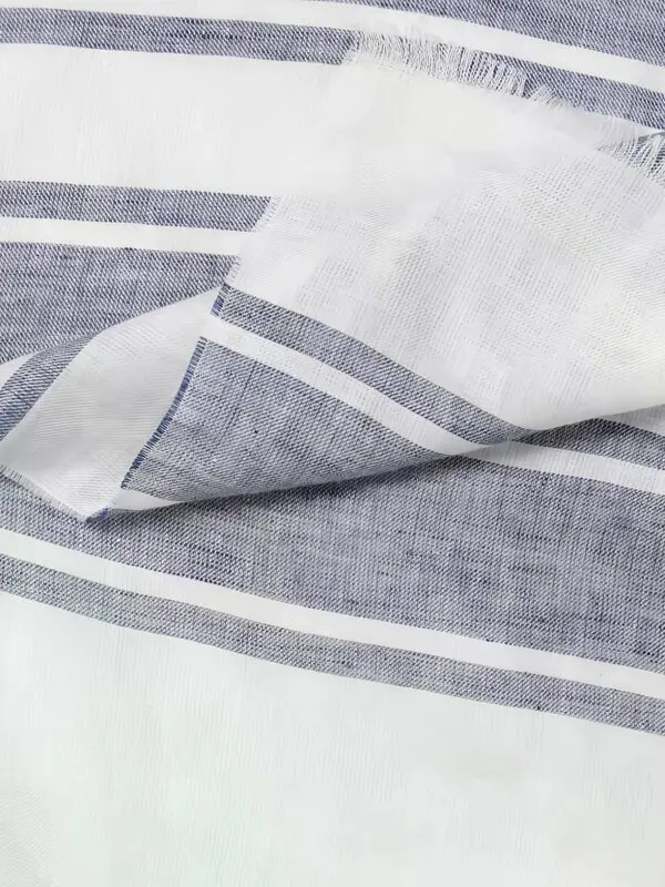 Brunello Cucinelli Striped Frayed-edge Linen Scarf