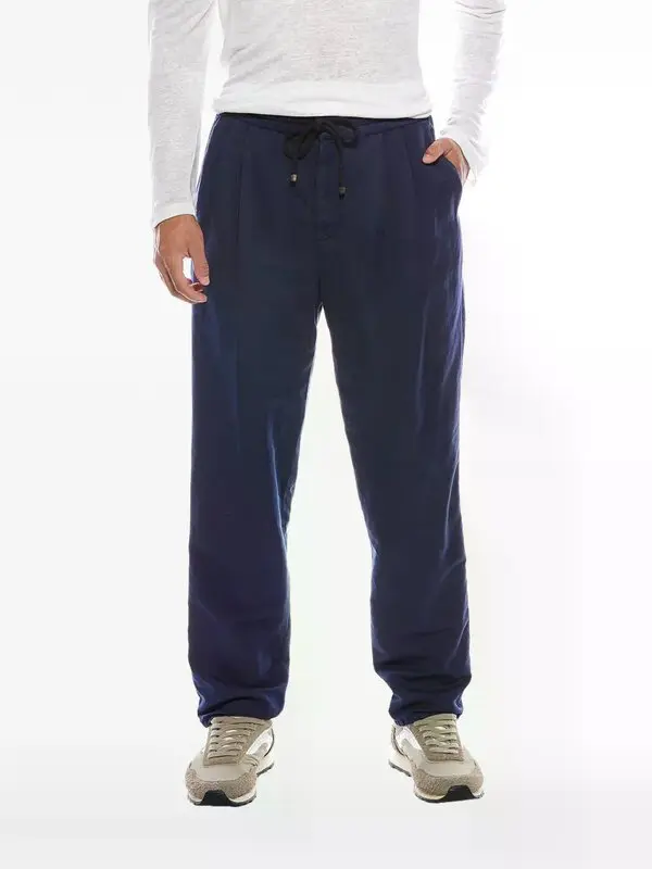 Brunello Cucinelli Drawstring Linen Trousers - Blue
