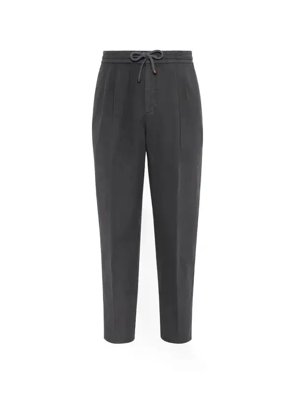 Brunello Cucinelli Drawstring Waist Double Pleat Trousers - Grey