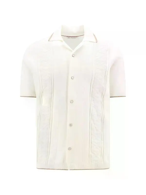 Brunello Cucinelli Cable-knit Short-sleeve Shirt