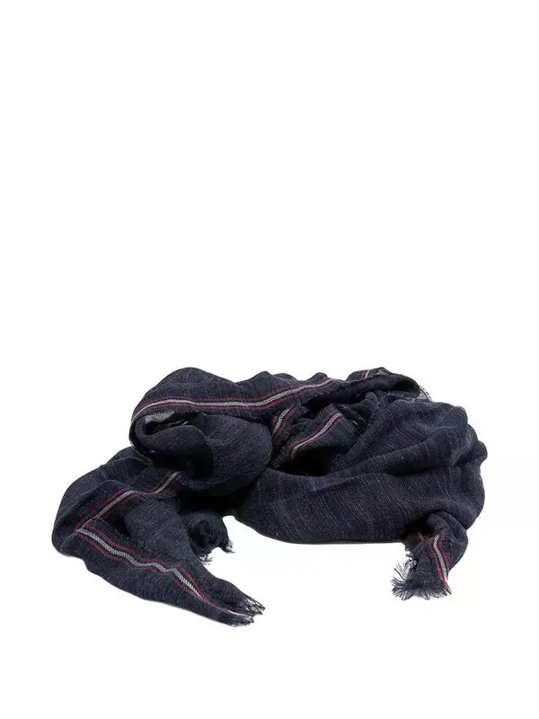 Brunello Cucinelli Striped Frayed Scarf - Blue