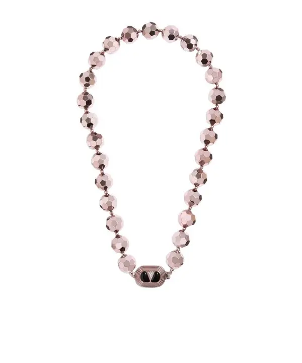 Valentino Garavani Ovalette Necklace In Resin, Enamel, Metal, And Swarovski Crystals - Yellow