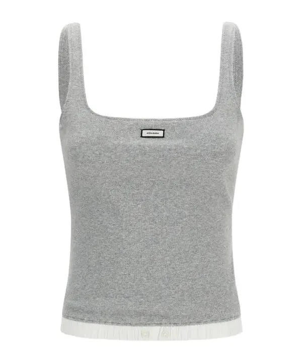 ENTIRE STUDIOS Ribbed Square Neck Tank Top - Gray