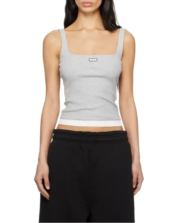 ENTIRE STUDIOS Ribbed Square Neck Tank Top - Gray