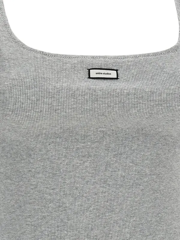 ENTIRE STUDIOS Ribbed Square Neck Tank Top - Gray