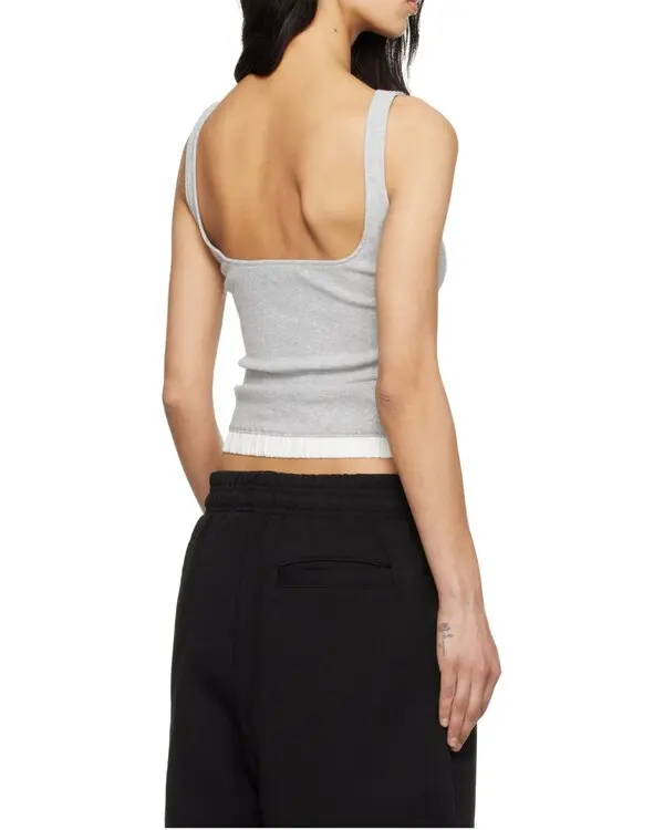 ENTIRE STUDIOS Ribbed Square Neck Tank Top - Gray
