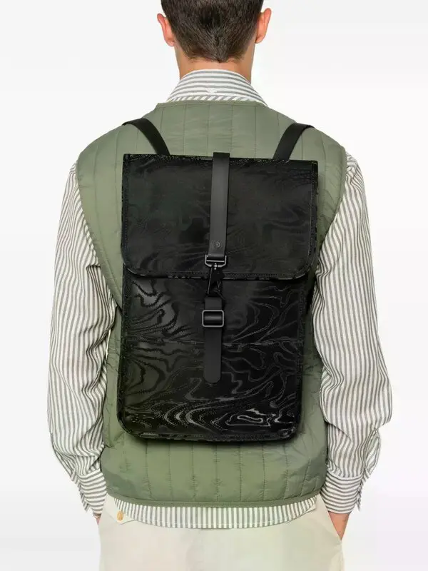 Rains Swirl Print Buckle-fastening Backpack - Black