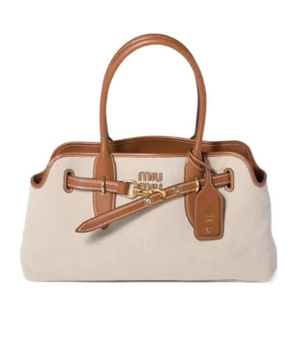 Miu Miu Canvas And Leather Top Handle Bag