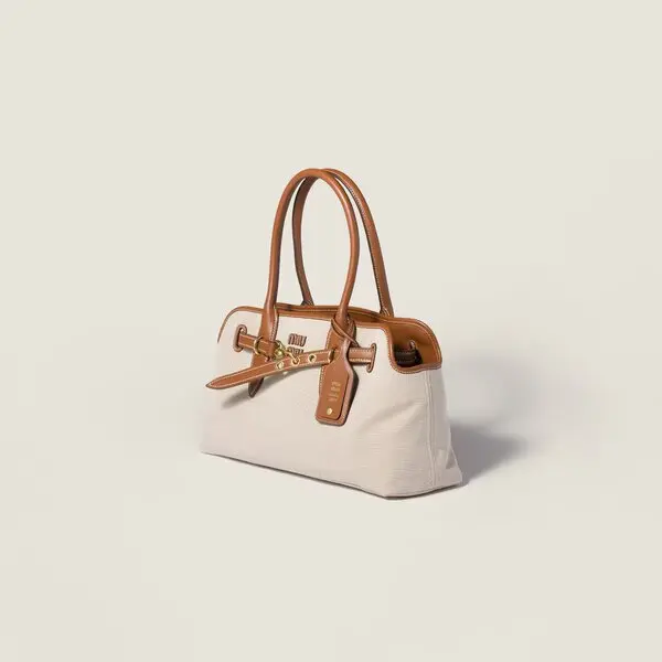 Miu Miu Canvas And Leather Top Handle Bag