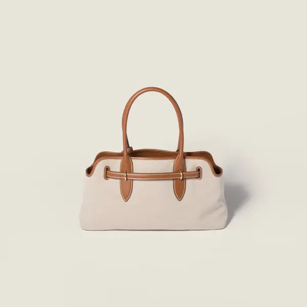 Miu Miu Canvas And Leather Top Handle Bag