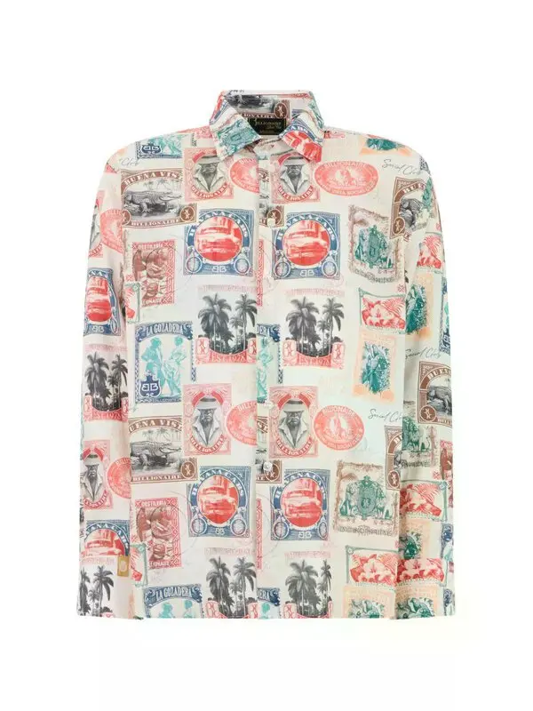 BILLIONAIRE Stamp-print Linen Shirt - White