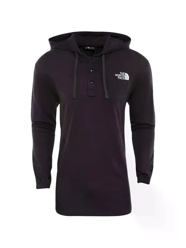 The North Face Logo Print Snap-button Hoodie - Black