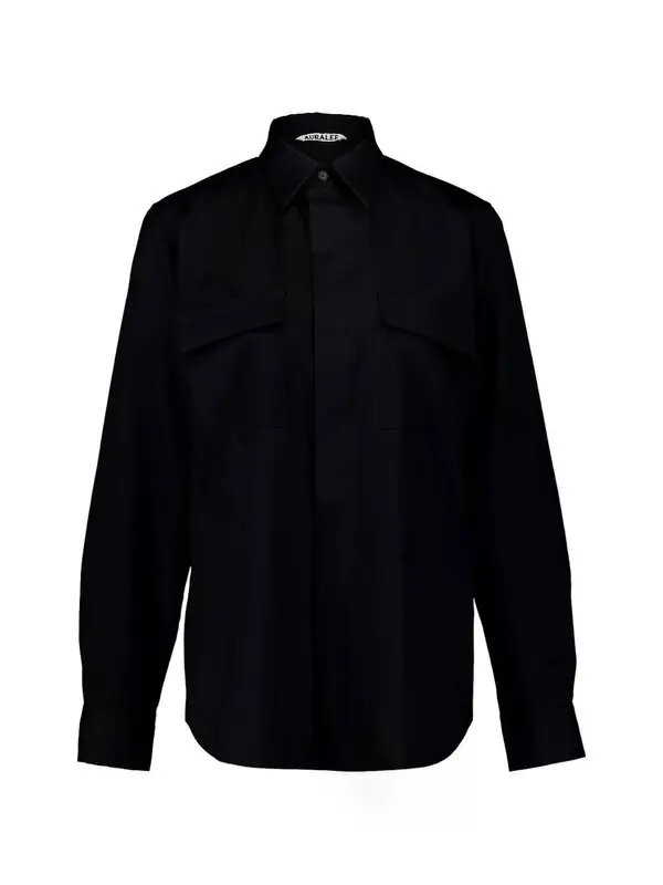 Auralee Wool Flap-pocket Shirt - Black
